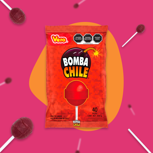 PALETA VERO BOMBA CHILE 40 PZAS. - Mar de dulces